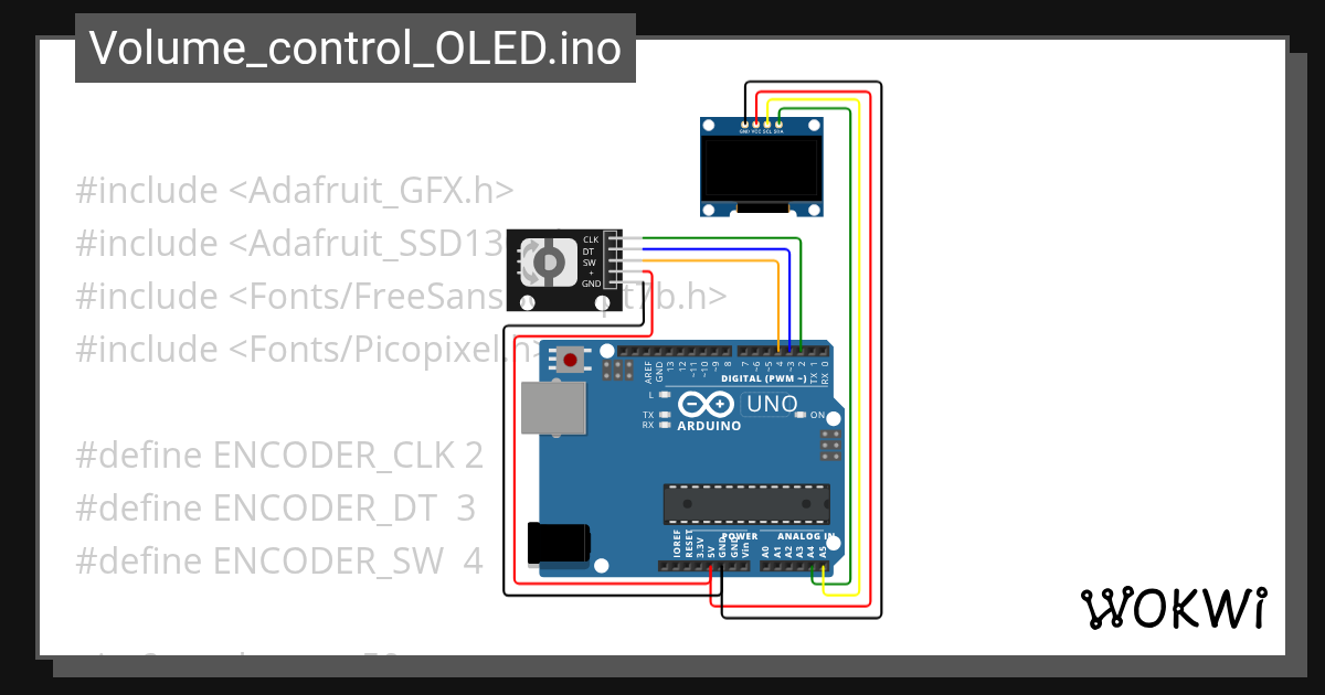 Volume_control_OLED.ino - Wokwi ESP32, STM32, Arduino Simulator