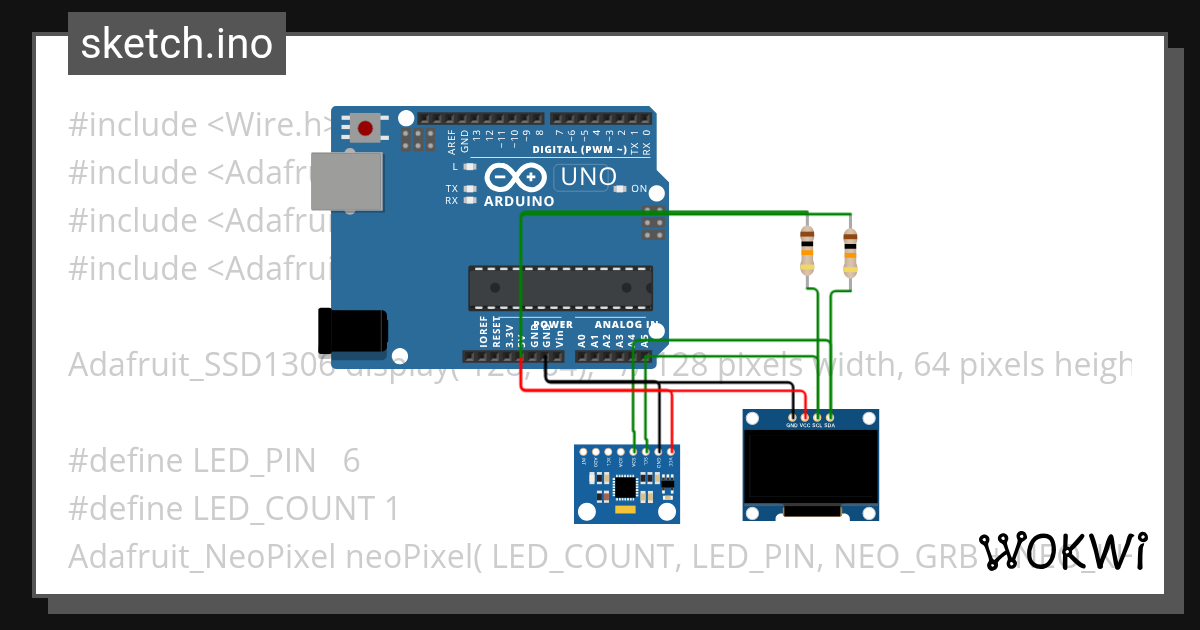 Gyro & Oled - Wokwi ESP32, STM32, Arduino Simulator