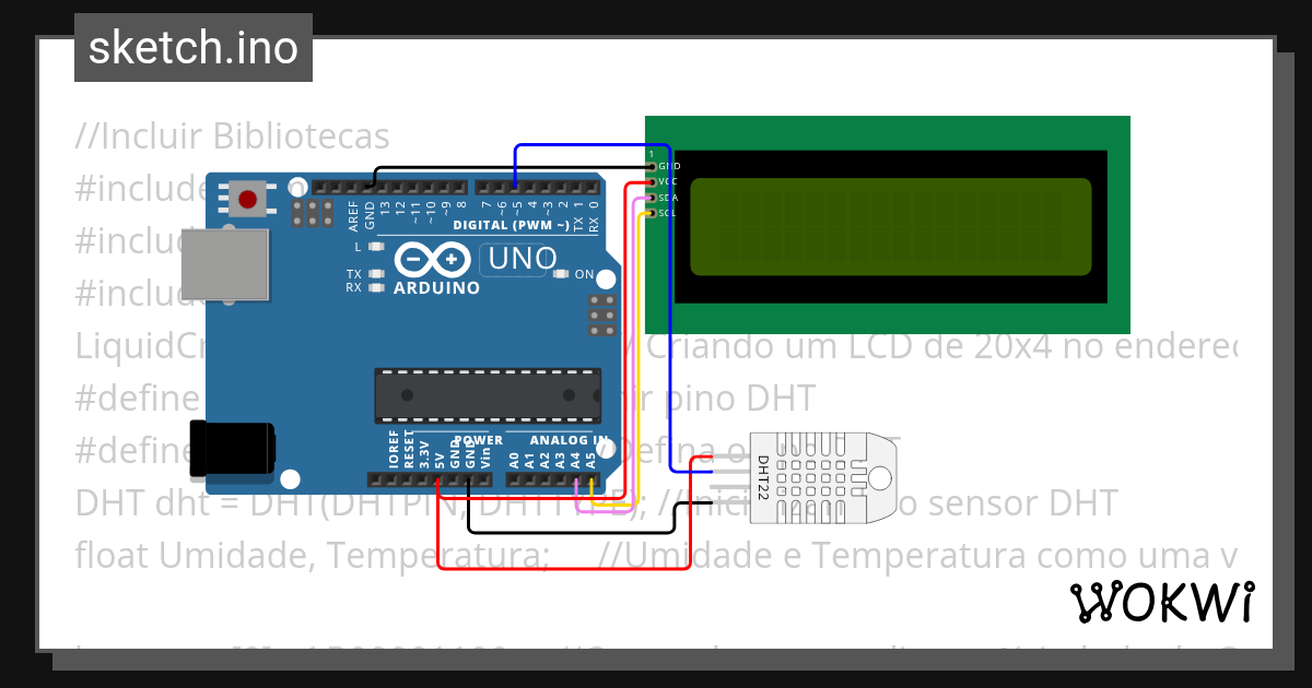 Projeto Lab04 - Display I2C - Wokwi ESP32, STM32, Arduino Simulator