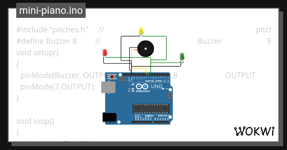 mini-piano.ino - Wokwi ESP32, STM32, Arduino Simulator