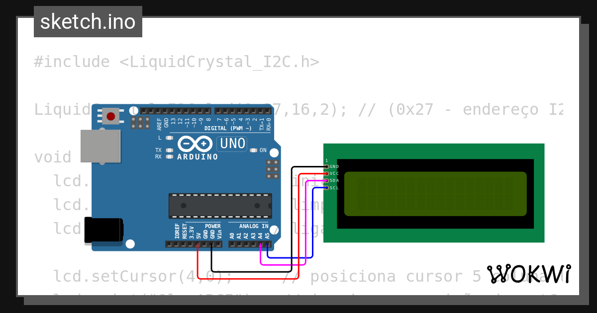 LCD_I2C.ino - Wokwi ESP32, STM32, Arduino Simulator LCD_I2C.ino - Wokwi ESP32, STM32, Arduino Simulator