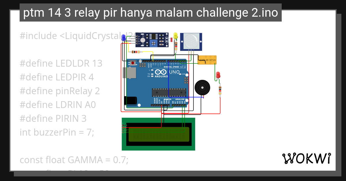 ptm 14 3 relay pir hanya malam challenge 2.ino - Wokwi Arduino and ESP32 Simulator
