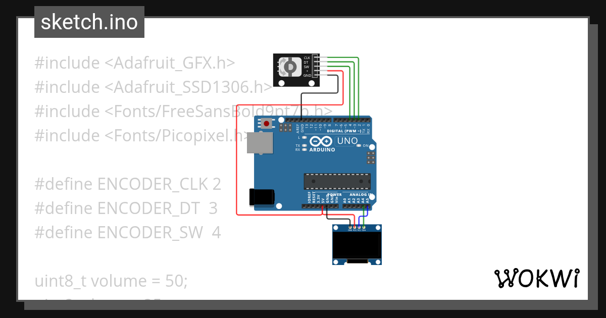 TOPIK 12. ROTARY ENCODER OLED - Wokwi ESP32, STM32, Arduino Simulator
