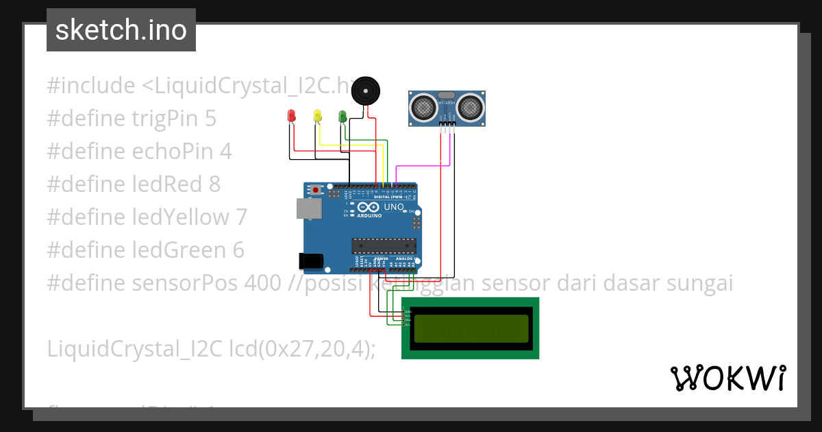 13 - LED JARAK - Wokwi ESP32, STM32, Arduino Simulator