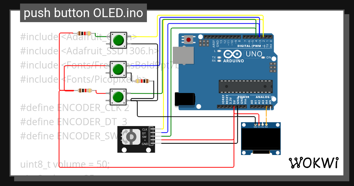 push button OLED.ino - Wokwi ESP32, STM32, Arduino Simulator