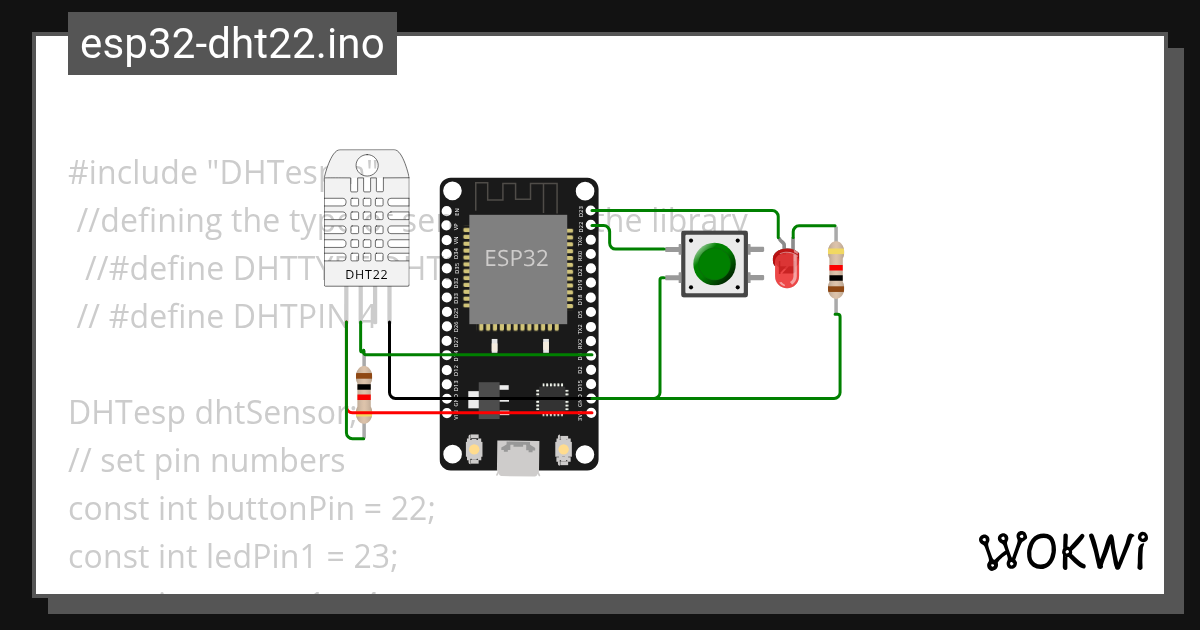 button sensor and light - Wokwi ESP32, STM32, Arduino Simulator