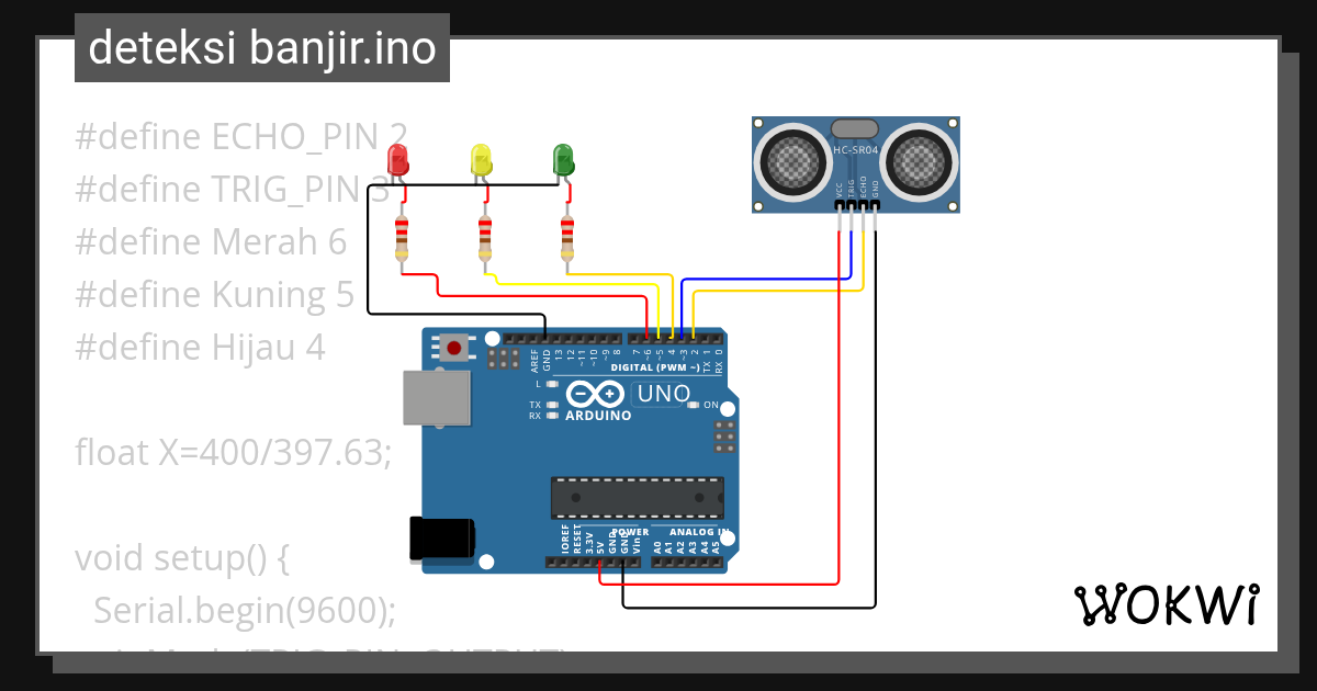 deteksi banjir.ino - Wokwi ESP32, STM32, Arduino Simulator