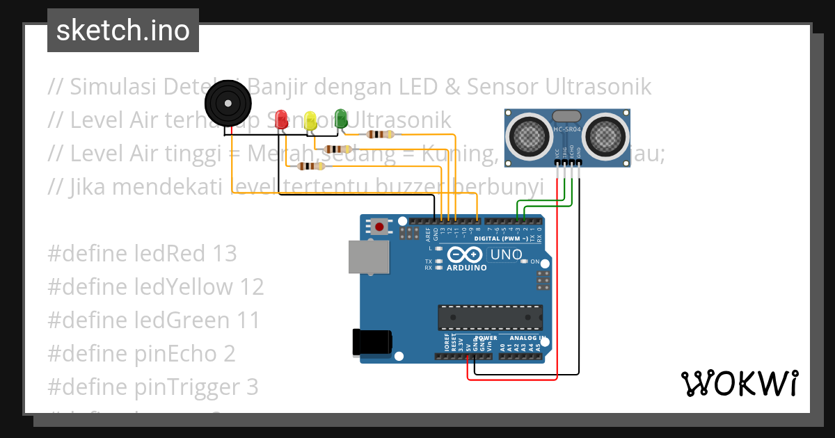 Simulasi_LED_Ultrasonic_WaterLevel.ino - Wokwi ESP32, STM32, Arduino Simulator