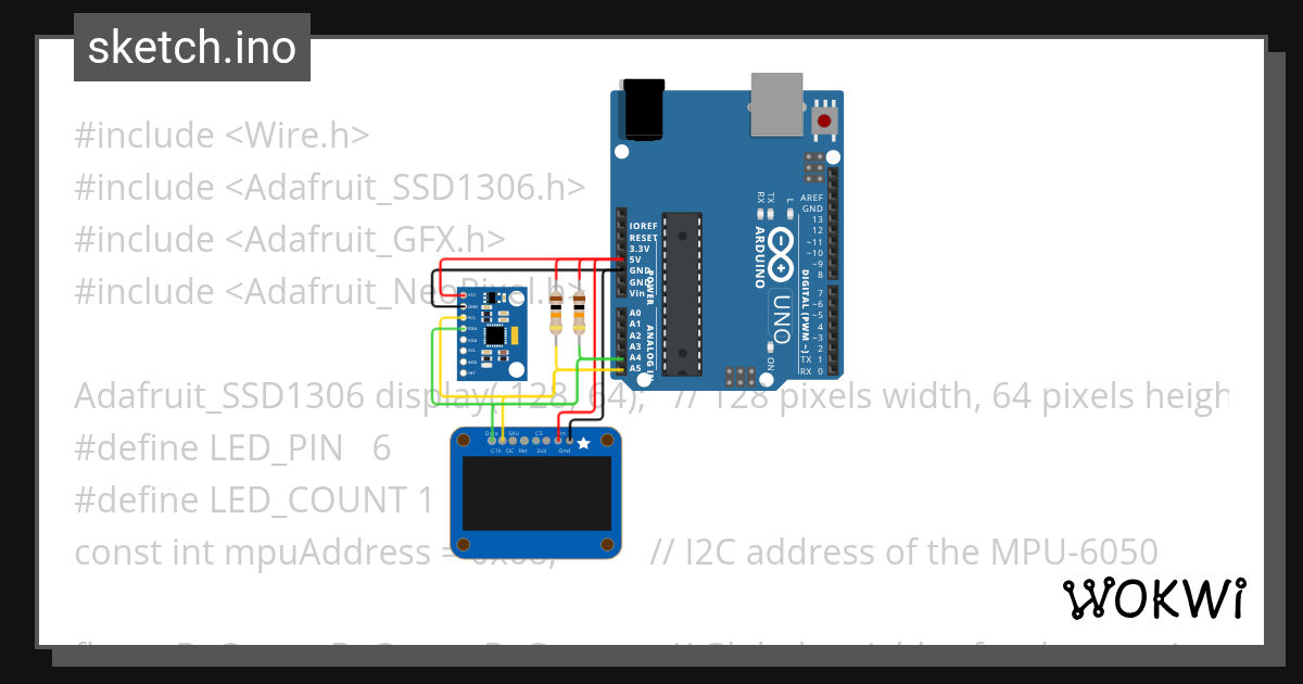 Project OLED GYRO - Wokwi ESP32, STM32, Arduino Simulator