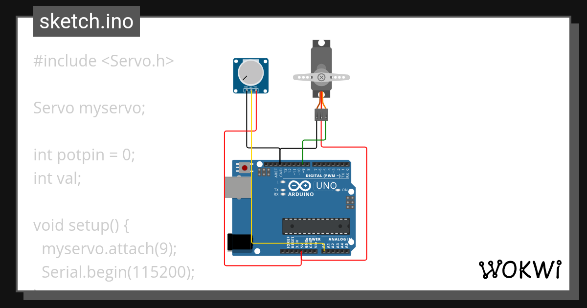 Servo dan Potentio basic - Wokwi ESP32, STM32, Arduino Simulator