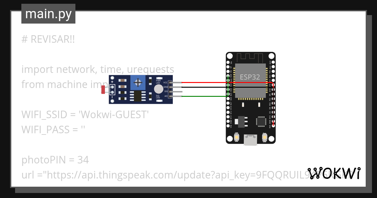 Exemple: Dades LDR a Thingspeak - Wokwi ESP32, STM32, Arduino Simulator Exemple: Dades LDR a Thingspeak - Wokwi ESP32, STM32, Arduino Simulator