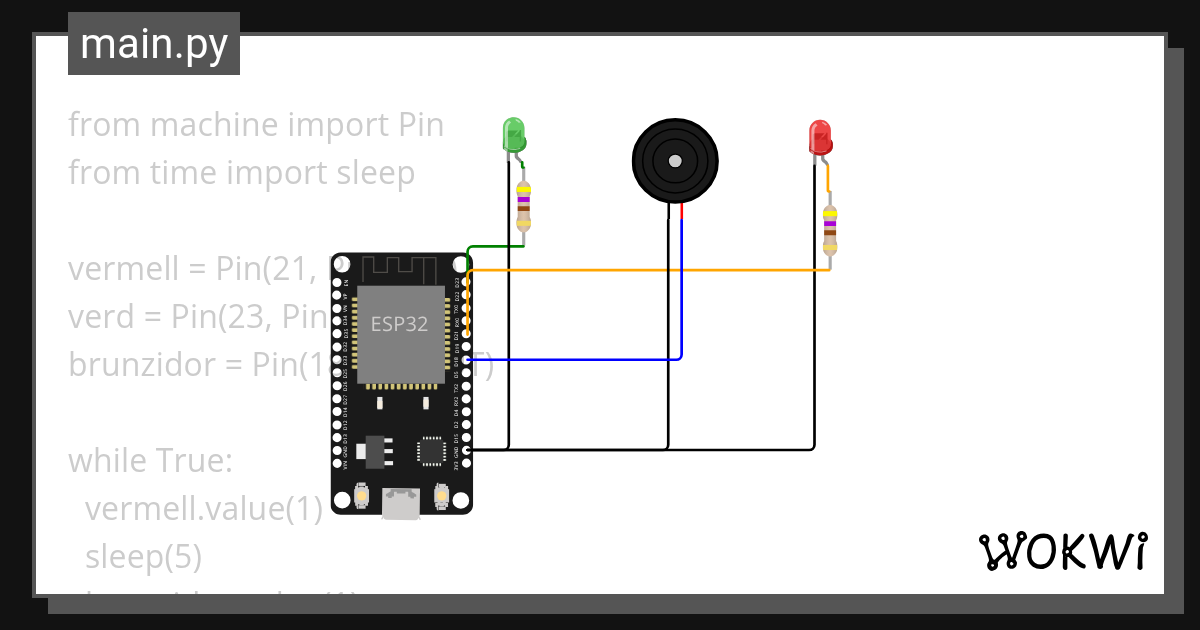 Exercici 4: SEMÀFOR DE VIANANTS per invidents - Wokwi ESP32, STM32 ...