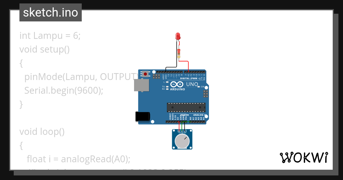 fading with potentiometer (arduino uno) - Wokwi ESP32, STM32, Arduino Simulator