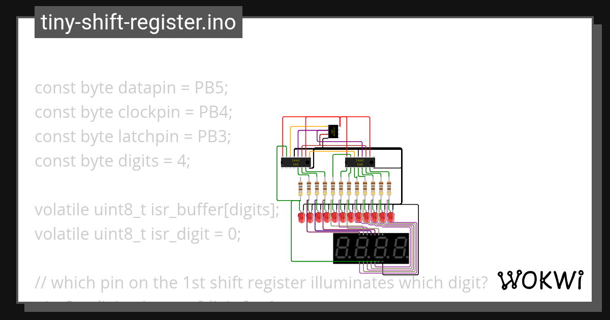 tiny-shift-register.ino - Wokwi Arduino and ESP32 Simulator