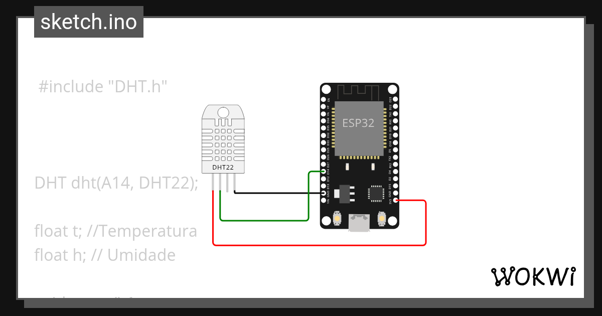DHT22 SIMPLES - Wokwi ESP32, STM32, Arduino Simulator