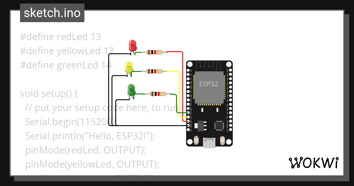 Pertemuan 16. Mencoba ESP32 dengan LED - Wokwi ESP32, STM32, Arduino Simulator