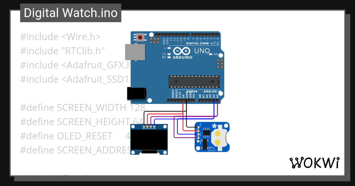Digital Watch.ino - Wokwi ESP32, STM32, Arduino Simulator
