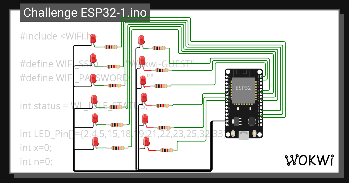Challenge ESP32-1.ino - Wokwi ESP32, STM32, Arduino Simulator