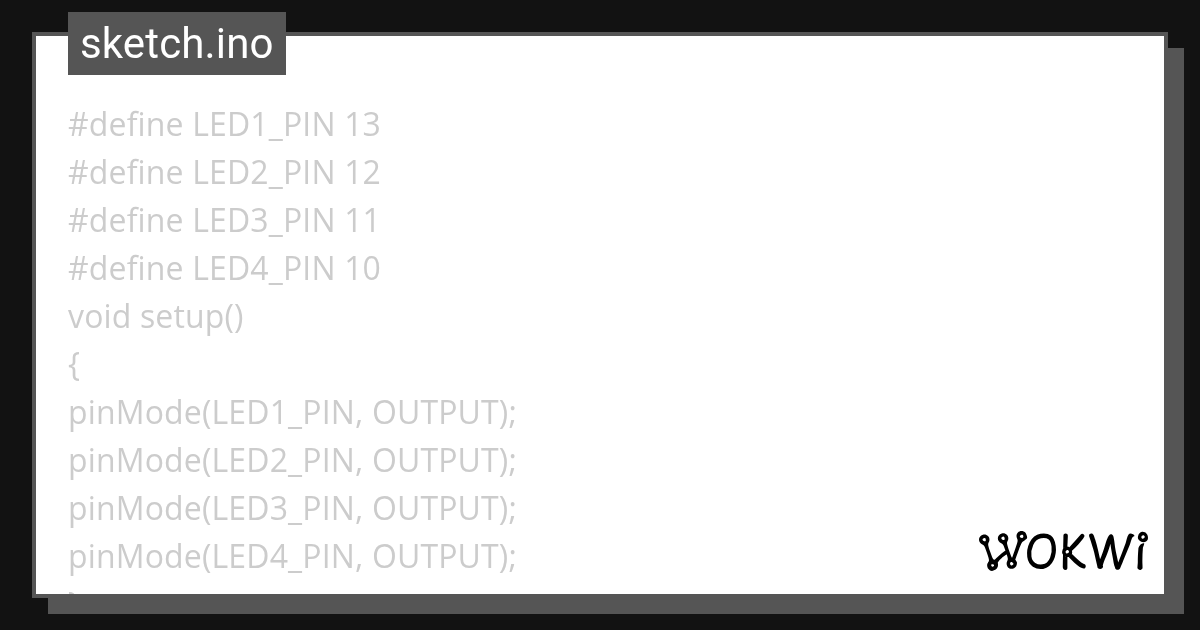 4LED.ino - Wokwi ESP32, STM32, Arduino Simulator