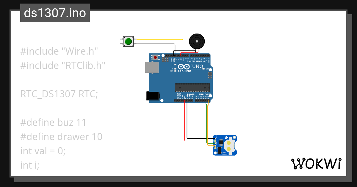 ds1307.ino - Wokwi ESP32, STM32, Arduino Simulator