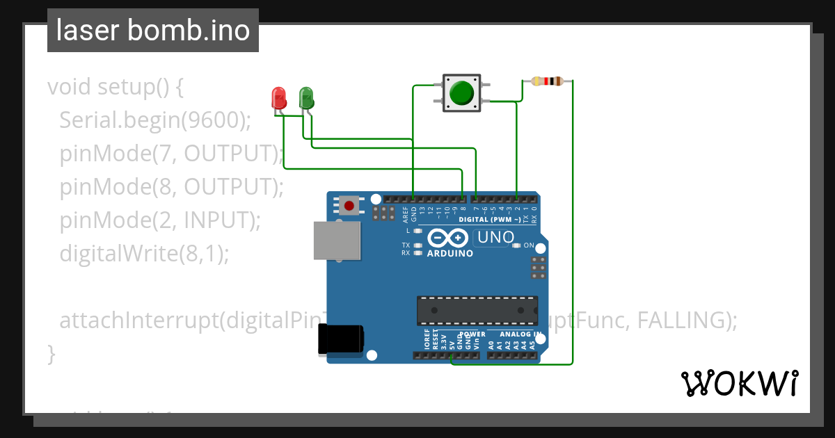 laser bomb 2.ino - Wokwi ESP32, STM32, Arduino Simulator
