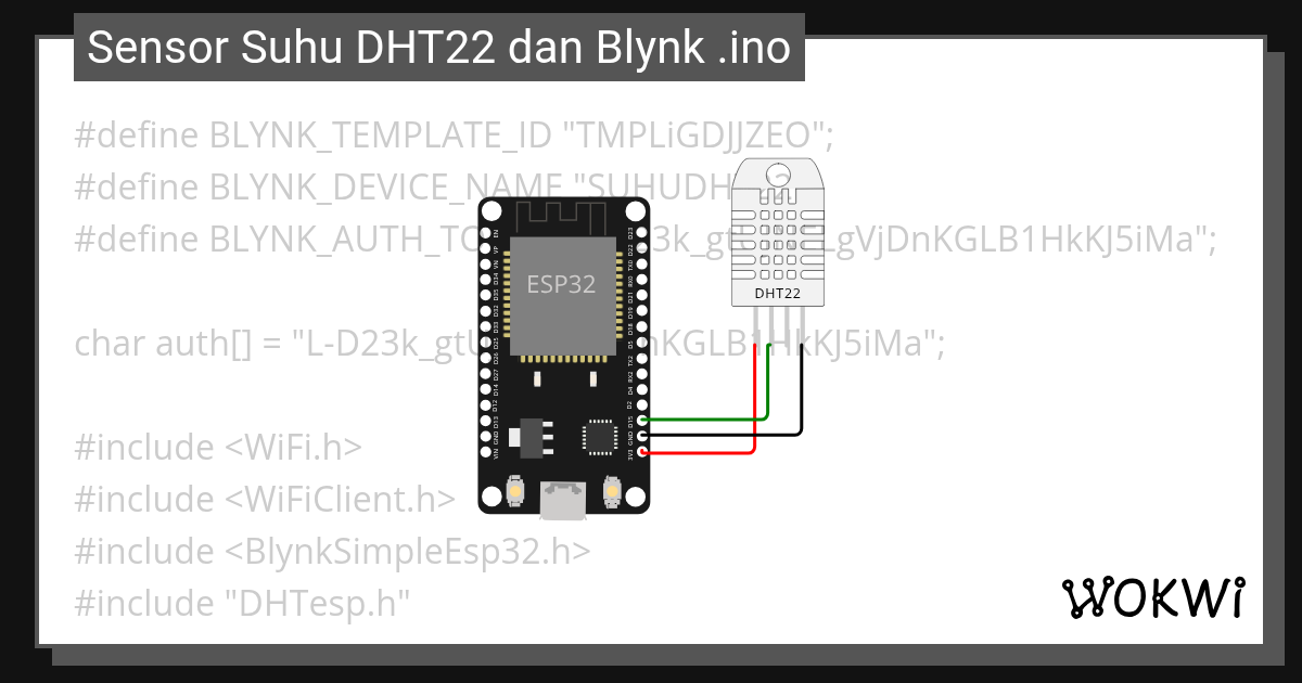 Sensor Suhu DHT22 dan Blynk .ino - Wokwi ESP32, STM32, Arduino Simulator