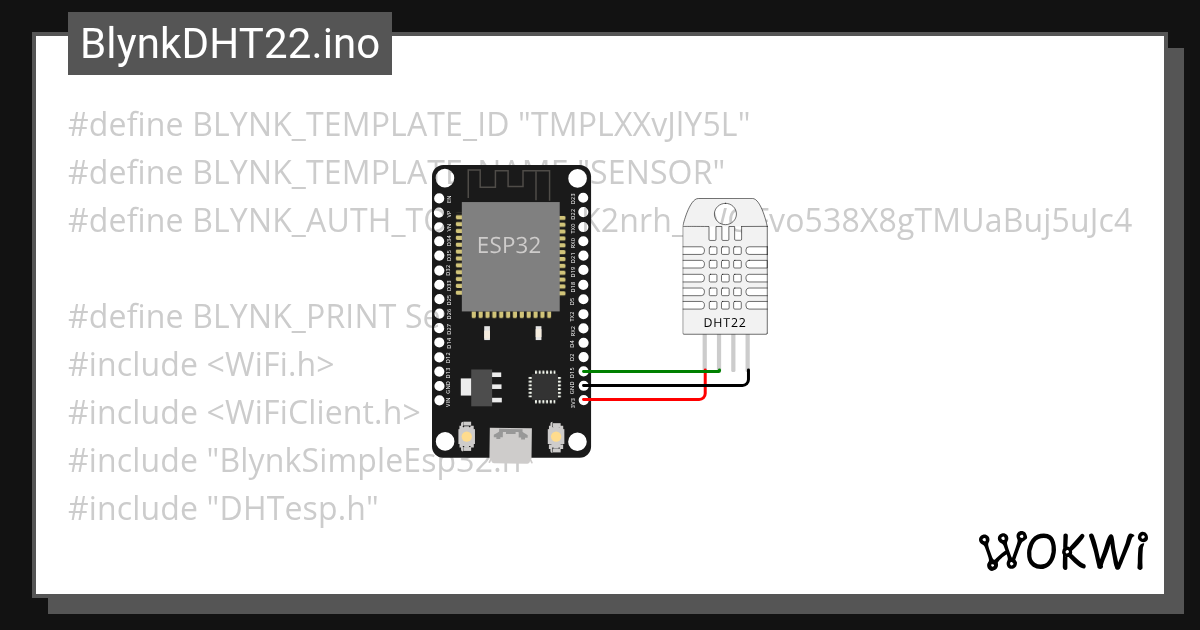 BlynkDHT22.ino - Wokwi ESP32, STM32, Arduino Simulator