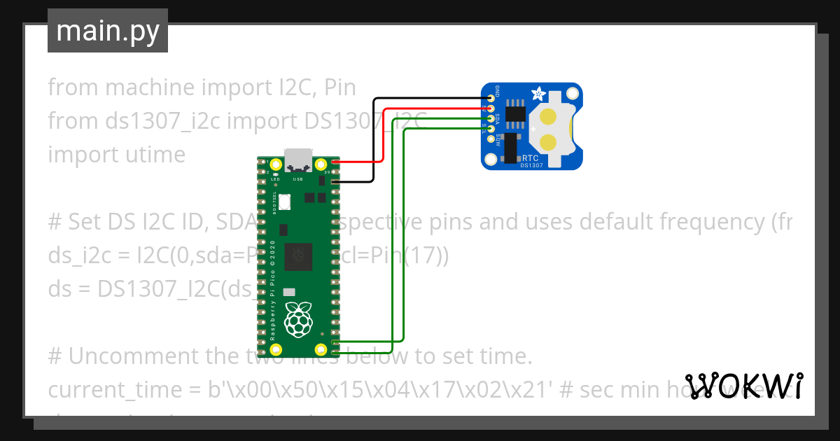 Horloge avec RTC1703 - Wokwi ESP32, STM32, Arduino Simulator