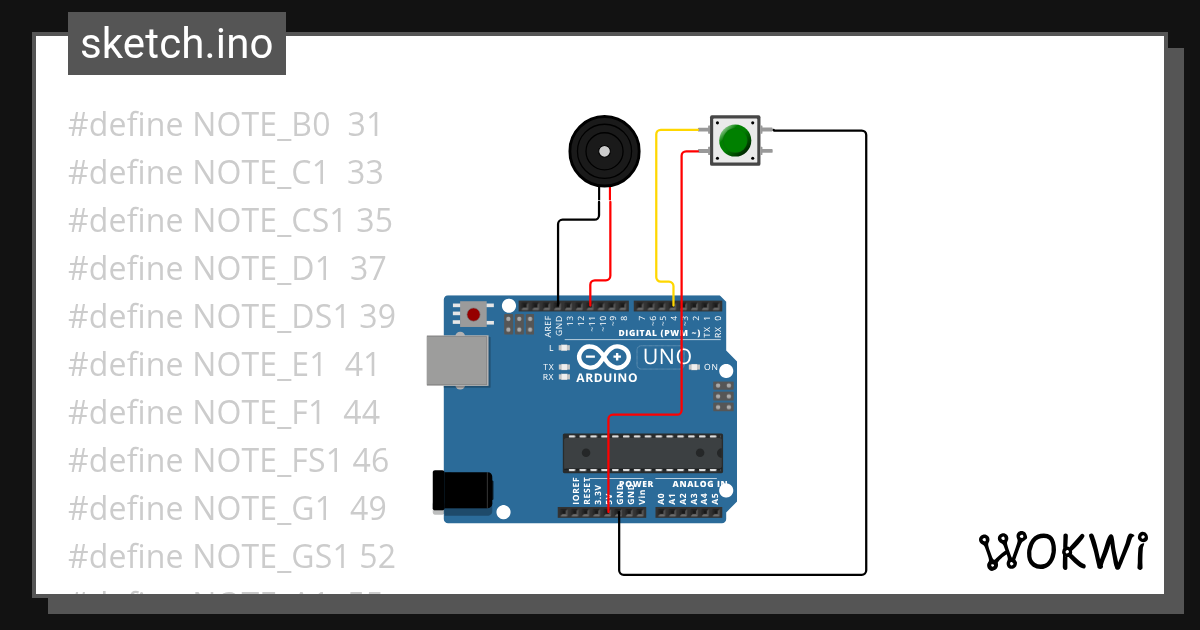 Buzzer dengan Push Button - Wokwi ESP32, STM32, Arduino Simulator
