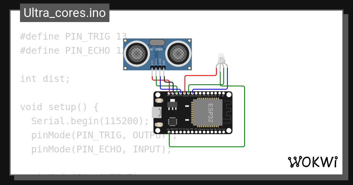 Sensor Ultrassônico Wokwi Esp32 Stm32 Arduino Simulator 5990