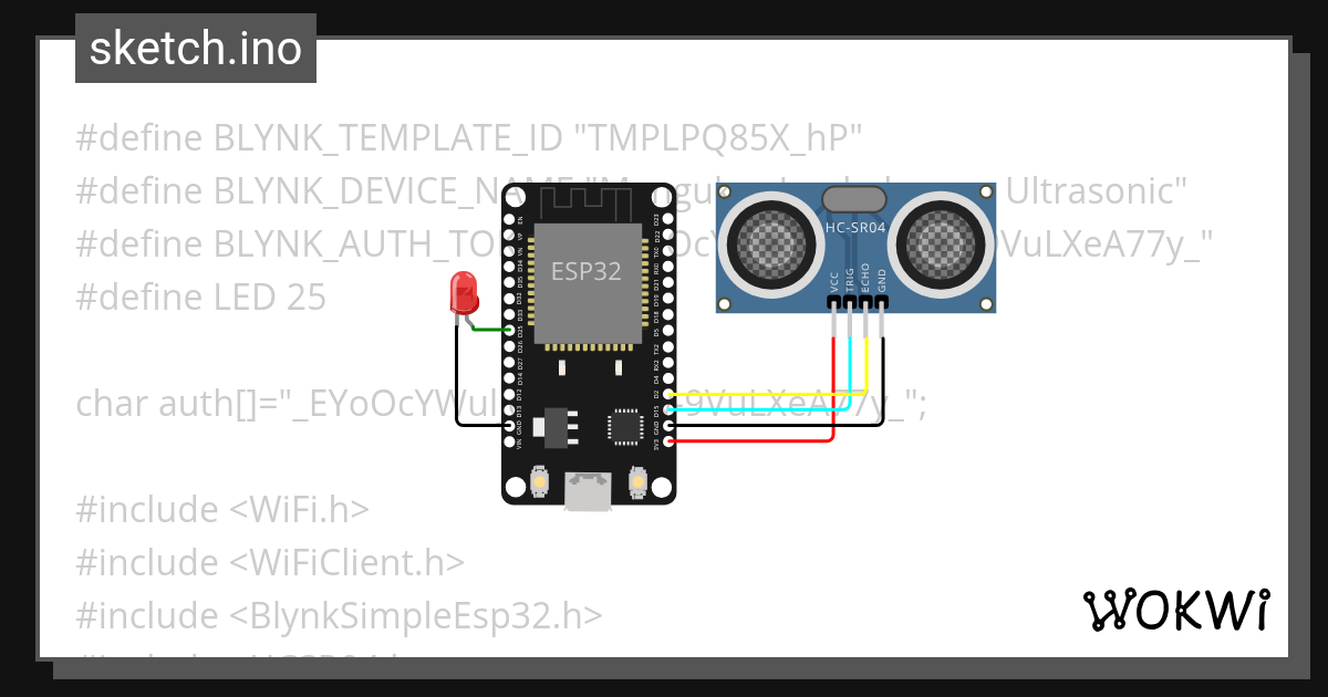 Blynkultrasonic Wokwi Esp32 Stm32 Arduino Simulator