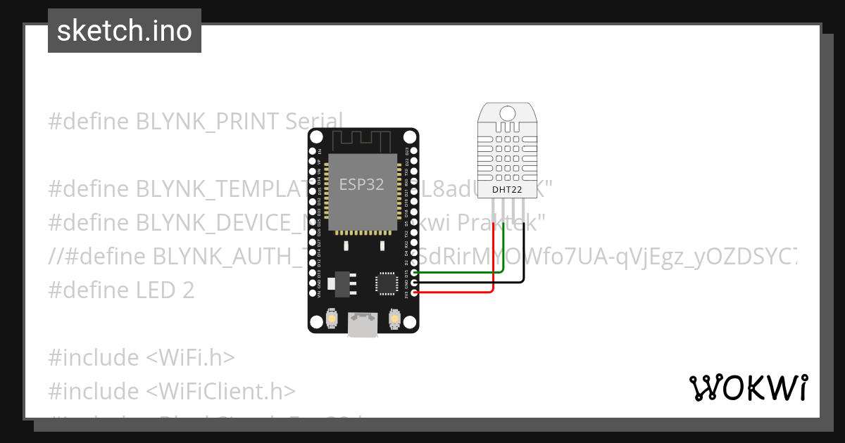 Blynk DHT22 - Wokwi ESP32, STM32, Arduino Simulator