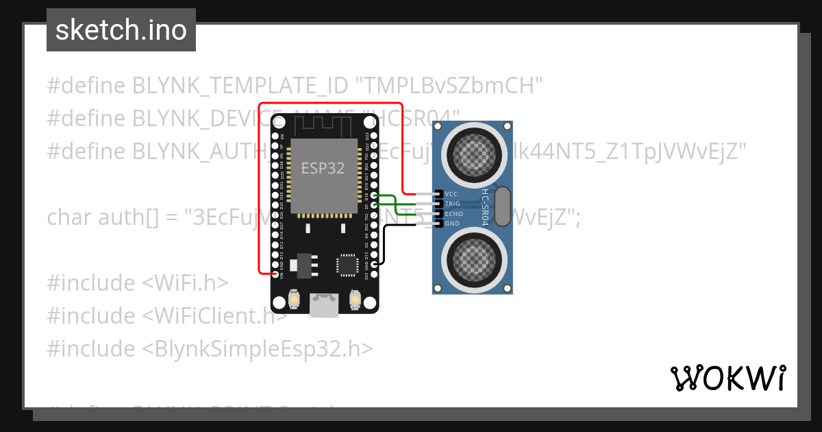 17PR1 - Blynk HCSR04 - Wokwi ESP32, STM32, Arduino Simulator