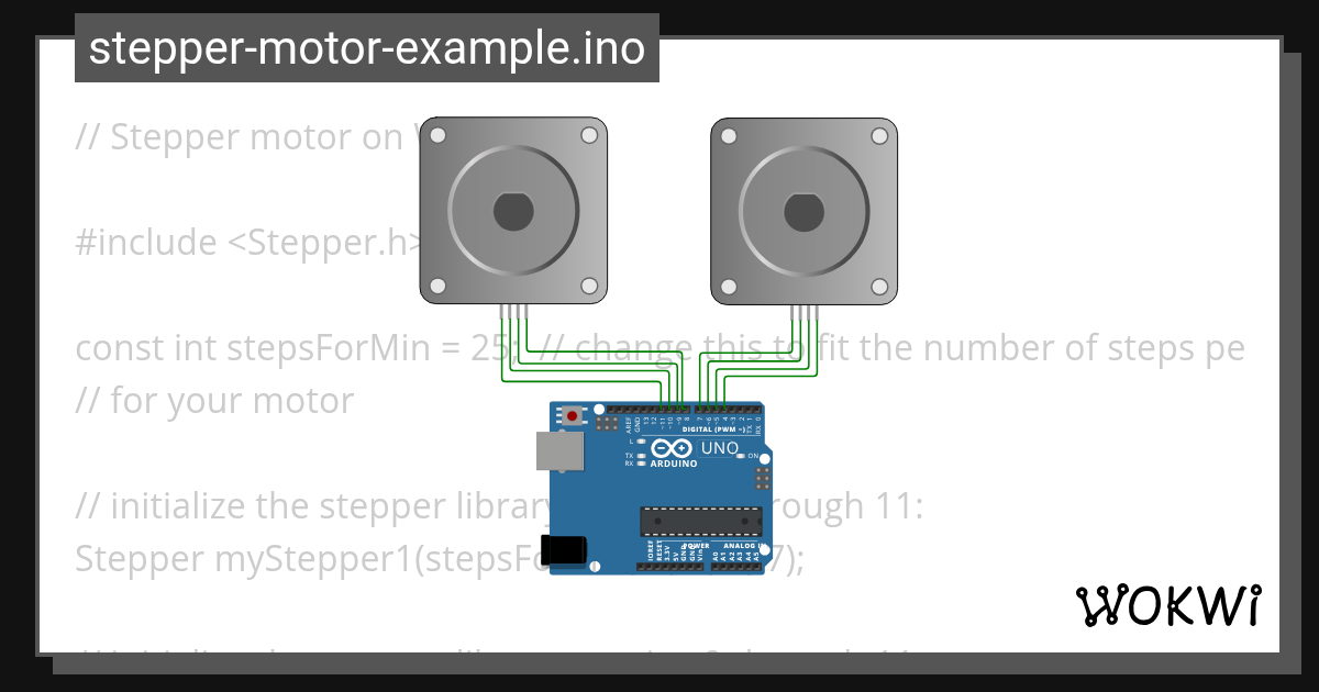 stepper-motor-example.ino - Wokwi ESP32, STM32, Arduino Simulator