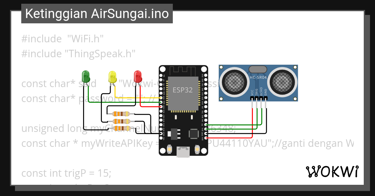 Ketinggian AirSungai.ino - Wokwi ESP32, STM32, Arduino Simulator