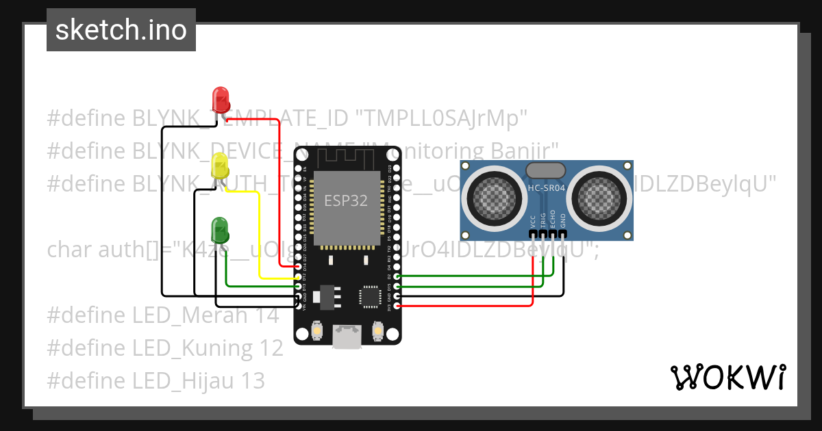 Monitoring Banjir.ino - Wokwi ESP32, STM32, Arduino Simulator