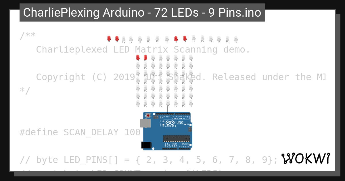 Charlieplexing Arduino 72 Leds 9 O Wokwi Esp32 Stm32 Arduino Simulator