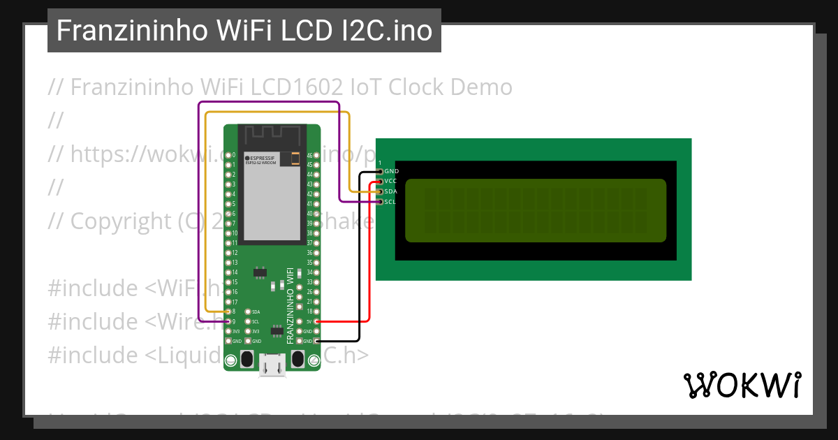 Franzininho WiFi LCD I2C.ino - Wokwi ESP32, STM32, Arduino Simulator