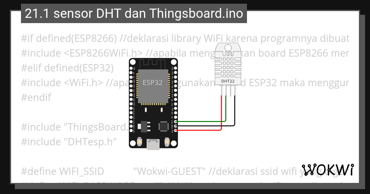 21.1 sensor DHT dan Thingsboard.ino - Wokwi ESP32, STM32, Arduino Simulator