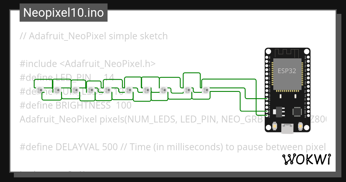 Neopixel10.ino - Wokwi ESP32, STM32, Arduino Simulator