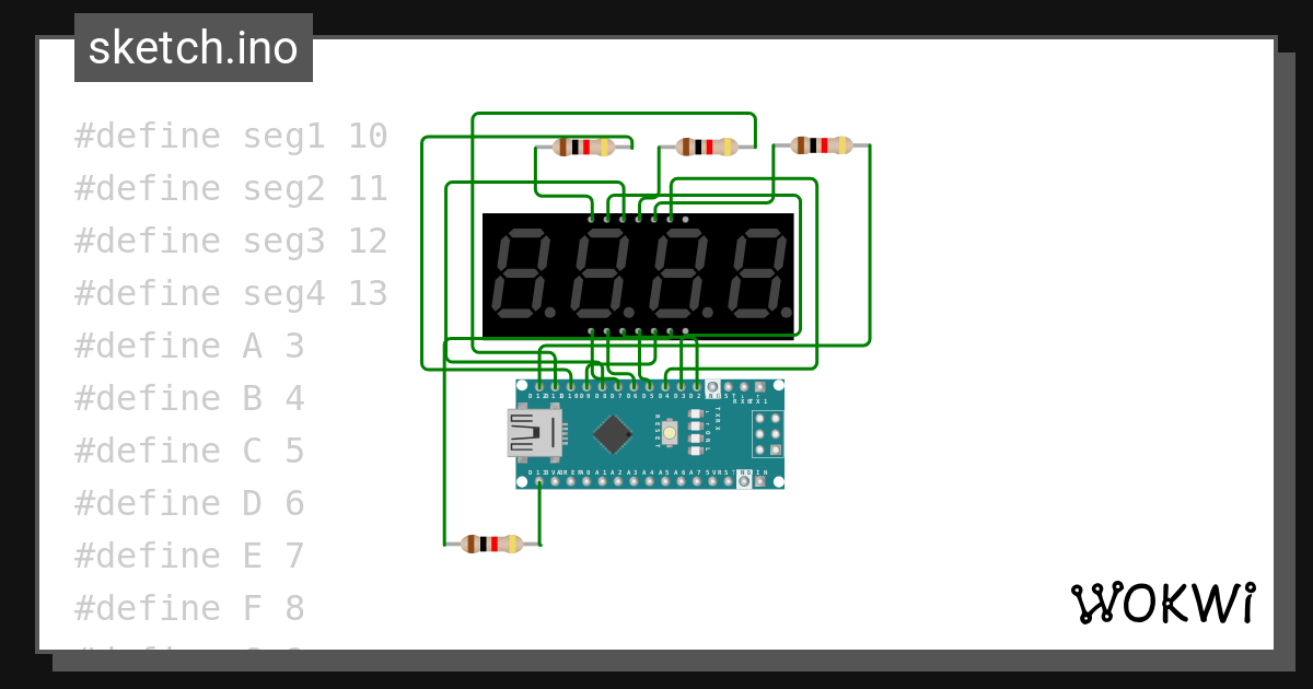 4 Digit 7 Segment Display Wokwi Esp32 Stm32 Arduino Simulator