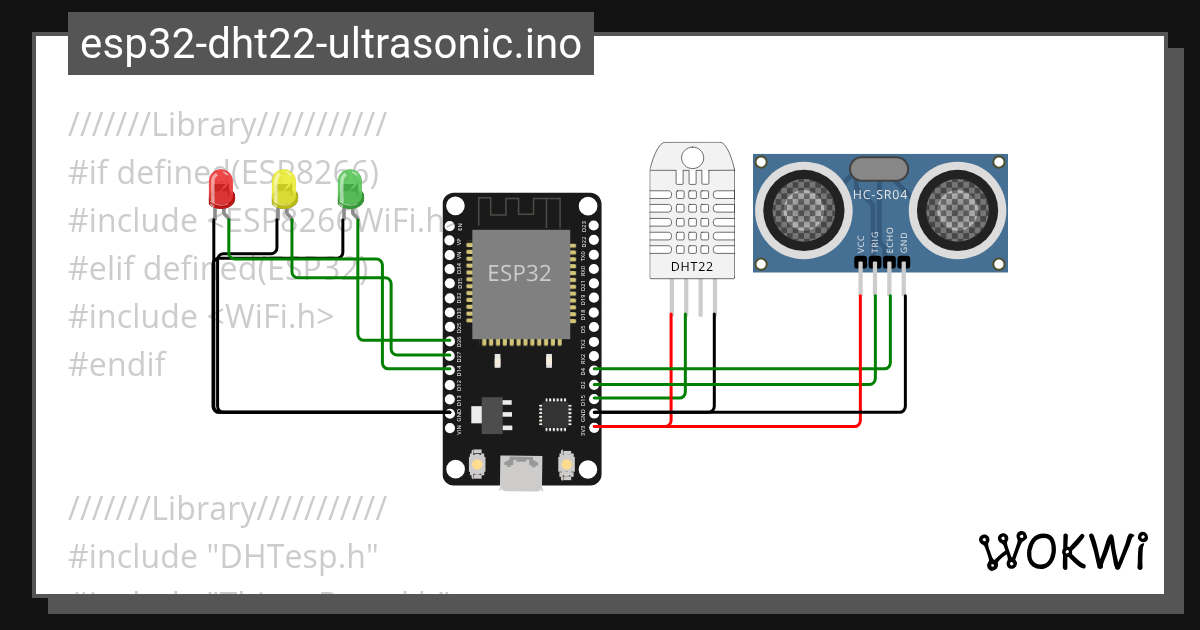 esp32-dht22-ultrasonic.ino - Wokwi Arduino and ESP32 Simulator