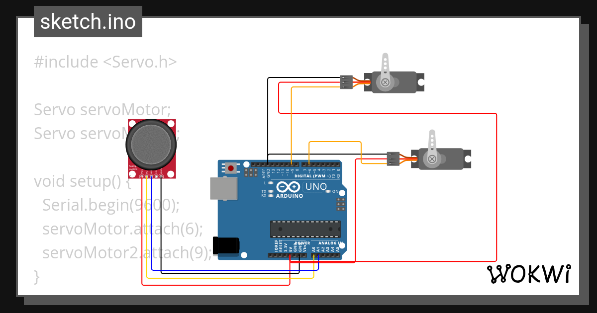Joystick + Servos - Wokwi ESP32, STM32, Arduino Simulator Joystick + Servos - Wokwi ESP32, STM32, Arduino Simulator