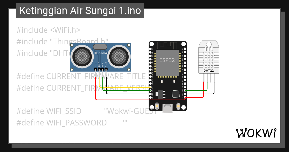 Ketinggian Air Sungai 1.ino - Wokwi ESP32, STM32, Arduino Simulator
