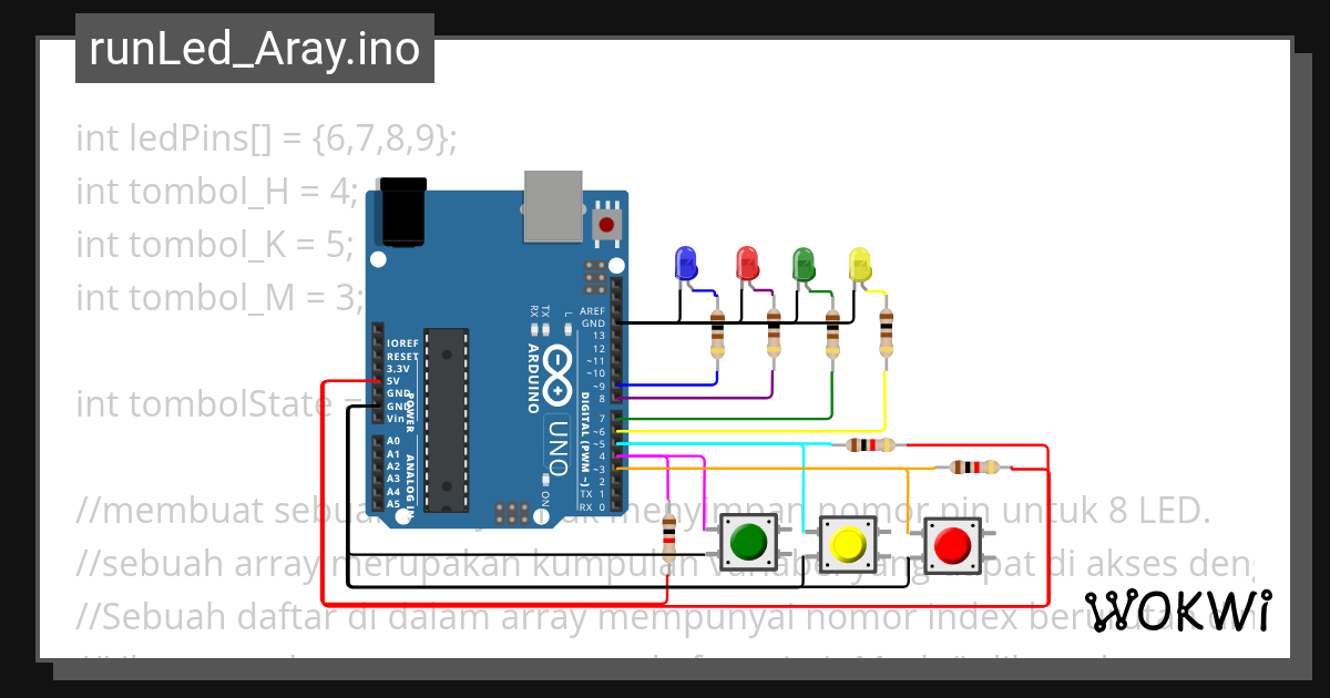 runLed_Aray.ino - Wokwi ESP32, STM32, Arduino Simulator