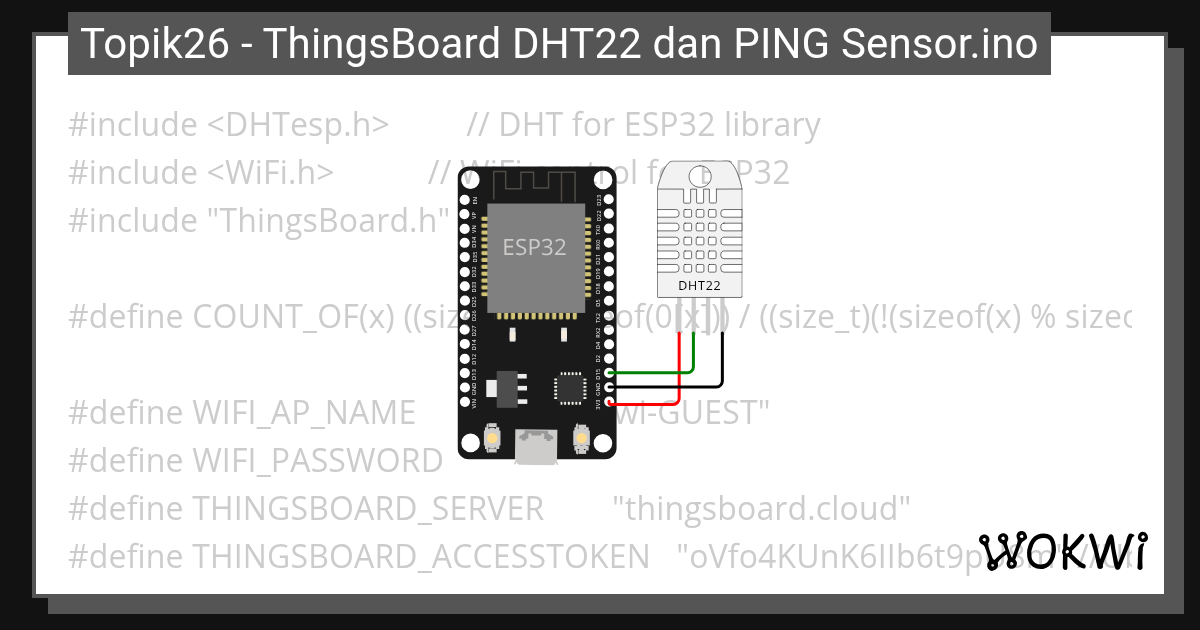 Topik26 - ThingsBoard DHT22 dan PING Sensor.ino - Wokwi ESP32, STM32, Arduino Simulator