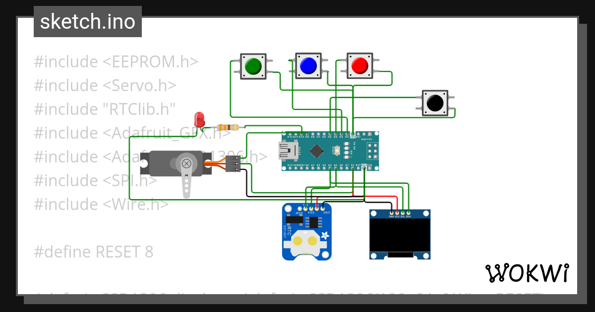 Pet Feeder OLED - Wokwi ESP32, STM32, Arduino Simulator