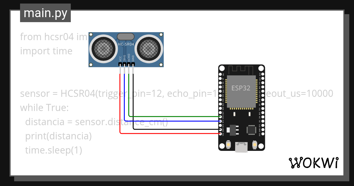 Sensor Distancia - Wokwi ESP32, STM32, Arduino Simulator