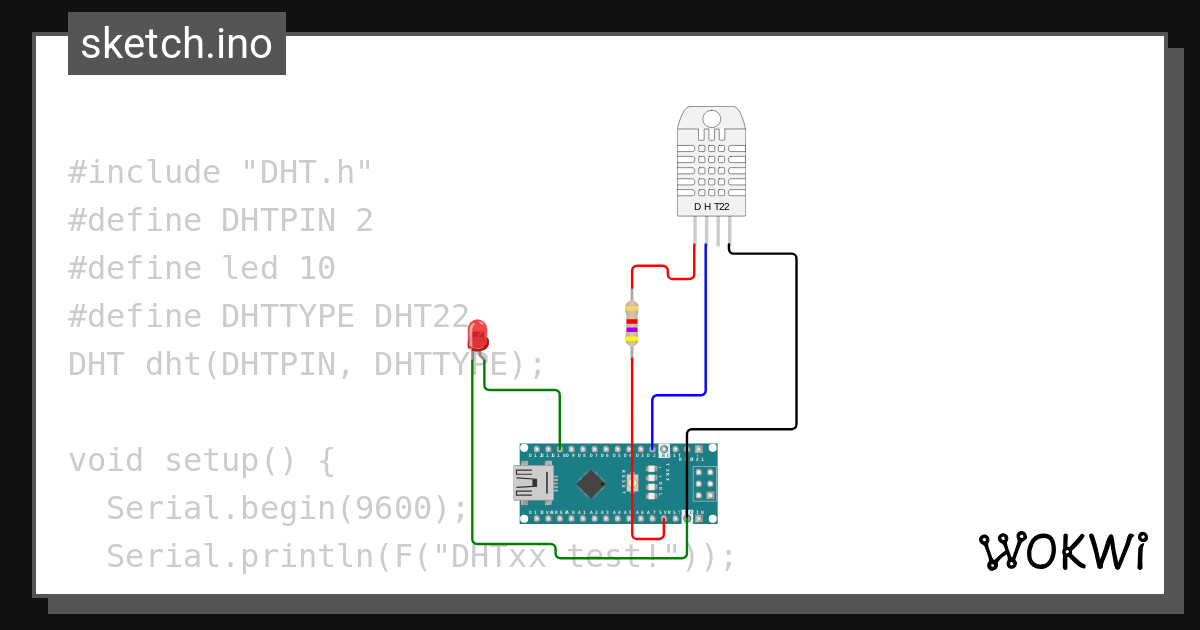 วัดความชื้นและอุณหภูมิด้วย Dht Wokwi Esp32 Stm32 Arduino Simulator