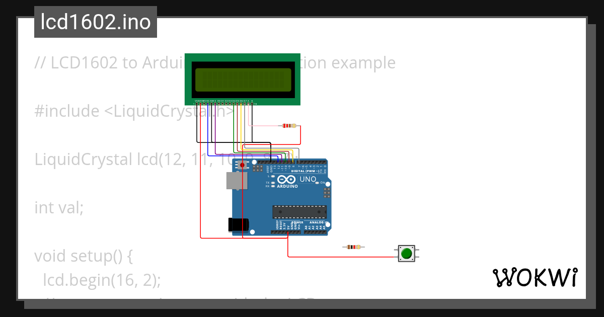 lcd1602.ino - Wokwi ESP32, STM32, Arduino Simulator